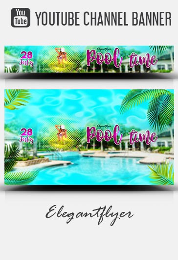 Blue Simple Pool Time Youtube Free Social Media Template PSD | by ...