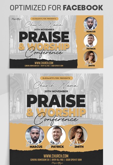 White Simples Louvor e Adoração Premium Modelo de Mídia Social em PSD