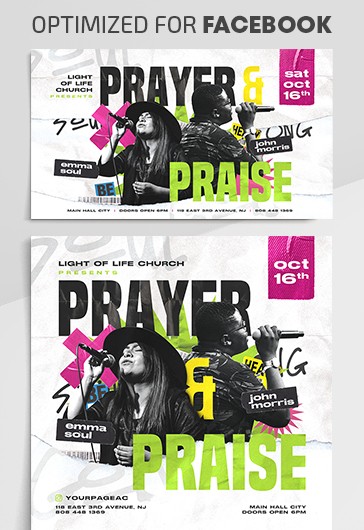 White Grunge Prayer and Praise Facebook Premium Social Media Template PSD