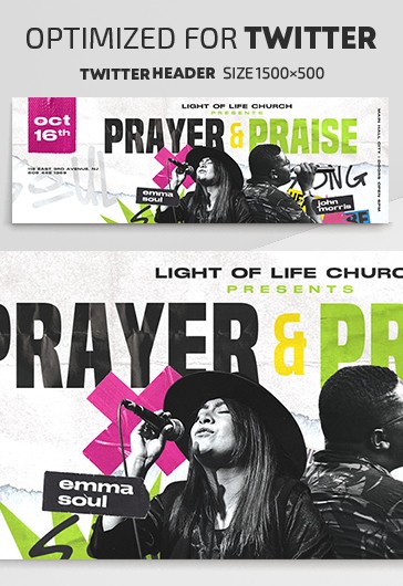 White Creative Prayer and Praise Twitter Premium Social Media Template PSD