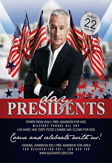 Blue Artistic Presidents Day Template Premium Flyer Template PSD | by ...