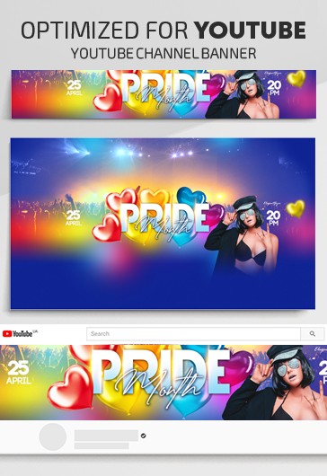 Blue Creative Pride Month Youtube Premium Social Media Template PSD ...