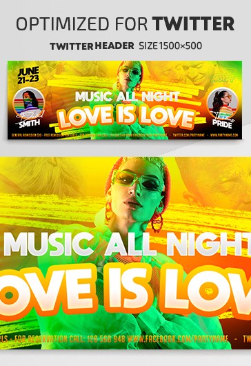 Yellow Neon Pride Party Twitter Premium Social Media Template PSD | by ...