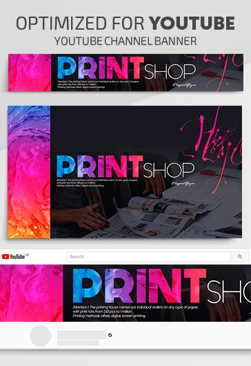 Black Creative Print Shop Youtube Premium Social Media Template PSD ...