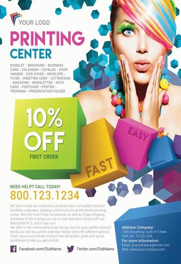 Multicolor Geometric Printing Center Premium Flyer Template PSD | by ...