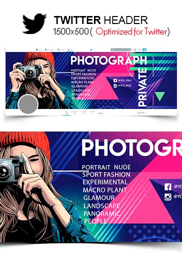 Private Photograph – Twitter Header PSD Template - 10022660 | by ...