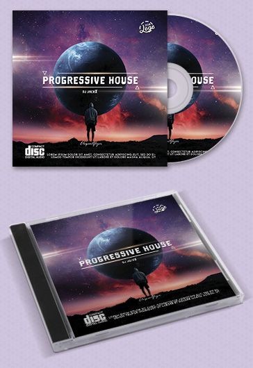 Yellow Creative Progressive House Premium CD Album Cover Template PSD