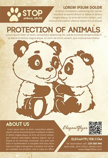 Yellow Illustrated Protection of animals Premium Flyer Template PSD ...