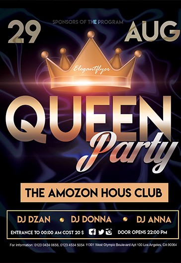 Black and Gold Luxe Fête de la Reine Free Modèle de flyer PSD gratuit