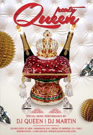 White Luxury Queen Party Premium Flyer Template PSD | by Elegantflyer