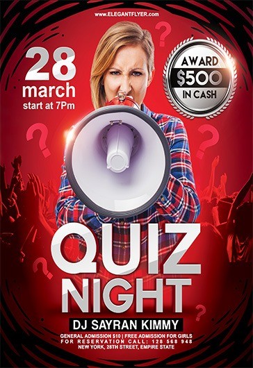 Red Creative Quiz Night Premium Flyer Template PSD | by Elegantflyer