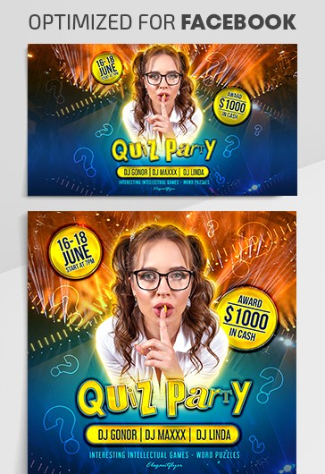 Yellow Creative Quiz Party Premium Social Media Template PSD | by ...