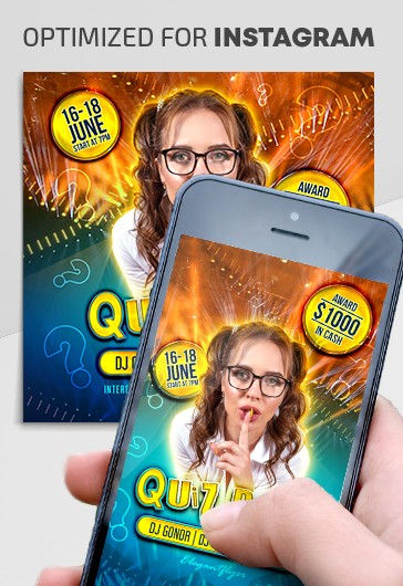 Multicolor Simple Quiz Party Instagram Premium Social Media Template PSD
