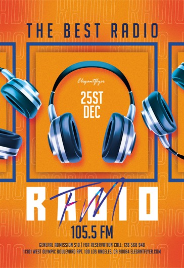 Orange Creative Radio FM Premium Flyer Template PSD | by Elegantflyer