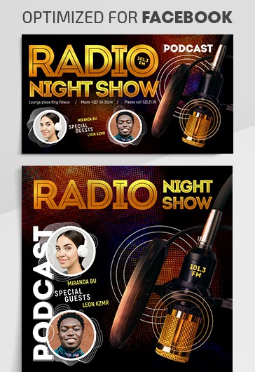 Black Creative Radio Night Show Premium Social Media Template PSD | by ...
