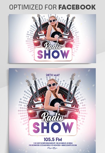 White Creative Radio Show Facebook Free Social Media Template PSD | by ...