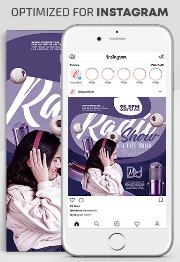 Plantilla de redes sociales PSD Morado Simple Programa de radio ...