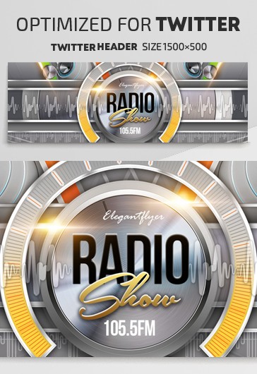 Silver Creative Radio Show Twitter Premium Social Media Template PSD ...