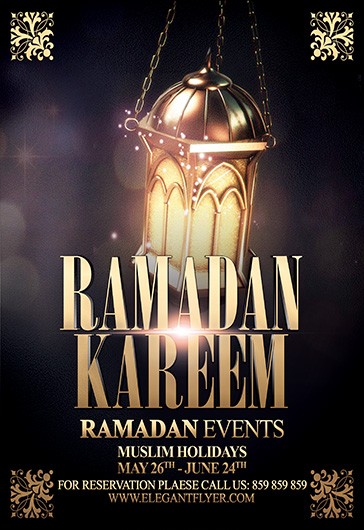 Black and Gold Luxury Ramadan Kareem Premium Flyer Template PSD | by ...