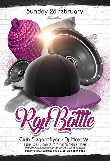White Créatif RAP Battle Premium Modèle de flyer PSD gratuit | by ...