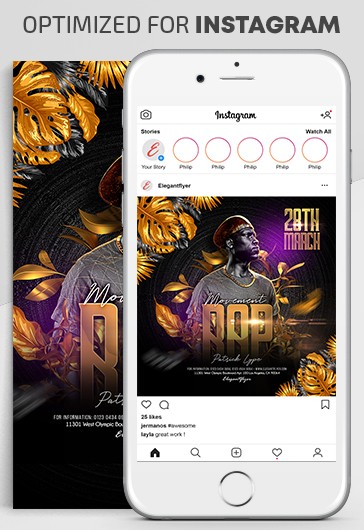 Black Luxury Rap Movement Premium Social Media Template PSD | by ...