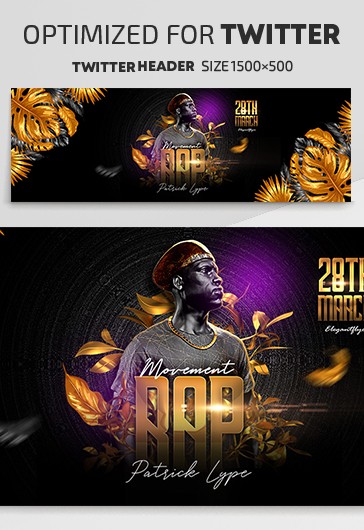 Rap Movement - Twitter Header PSD Template - 10026103 | by ElegantFlyer