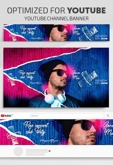 Blue Modern Rap Youtube Premium Social Media Template PSD | by Elegantflyer