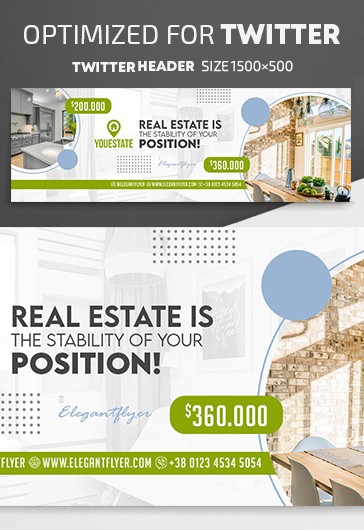 Real Estate - Free Twitter Header PSD Template - 10030313 | by ElegantFlyer
