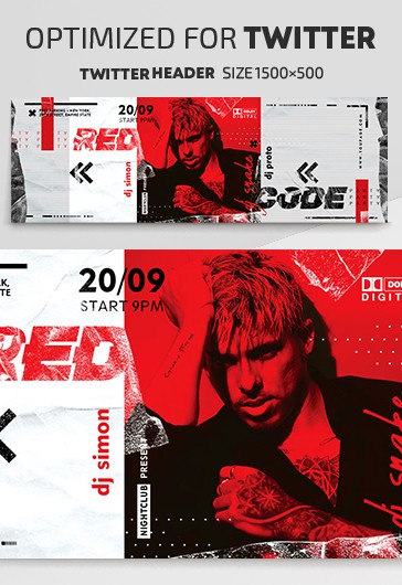 Red Creative Red Code Party Twitter Premium Social Media Template PSD ...