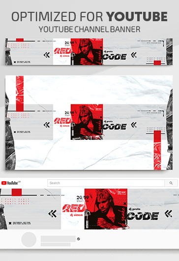 Red Simple Red Code Party Youtube Premium Social Media Template PSD ...