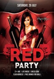 Red Aesthetic All Red Party Free Flyer Template PSD | by Elegantflyer