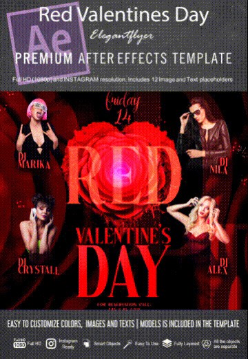 Red Valentines Day After Effects Template - 10033202 | by ElegantFlyer