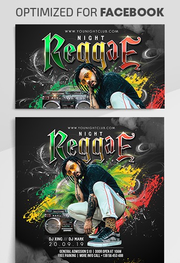 Gray Creative Reggae Night Facebook Premium Social Media Template PSD ...