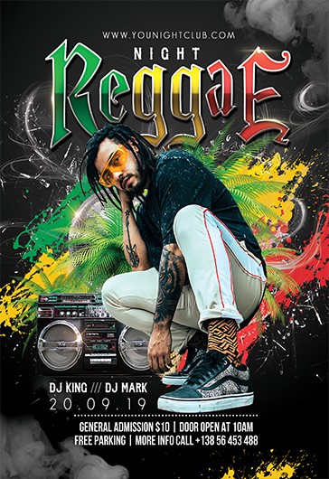 Multicolor Artistic Reggae Night Premium Flyer Template PSD | by ...