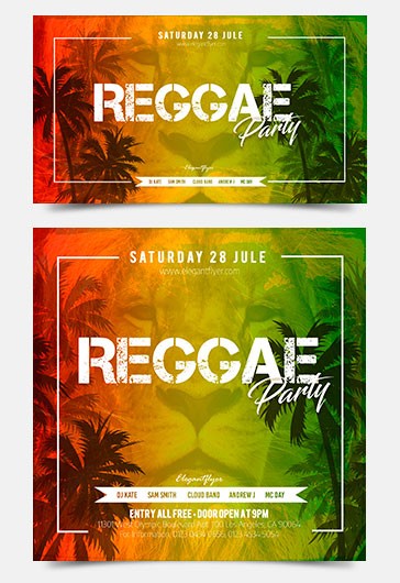 Yellow Gradient Reggae Party Facebook Premium Social Media Template PSD