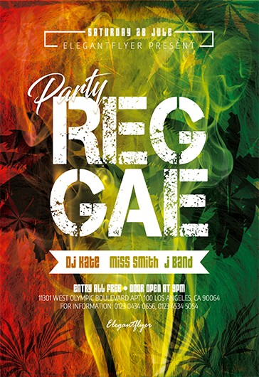 Multicolor Bright Reggae Party Premium Flyer Template PSD | by Elegantflyer