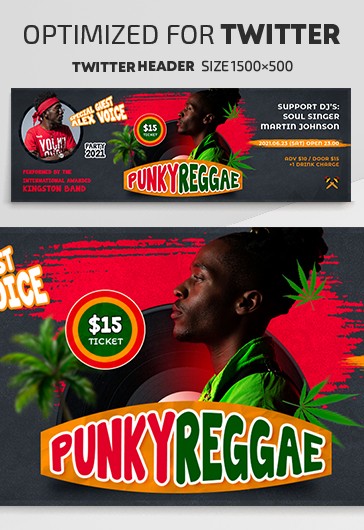 Black Colorful Reggae Party Twitter Premium Social Media Template PSD ...