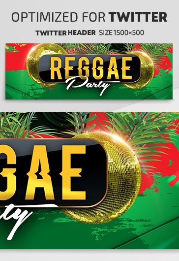 Green Colorful Reggae Party Twitter Premium Social Media Template PSD ...