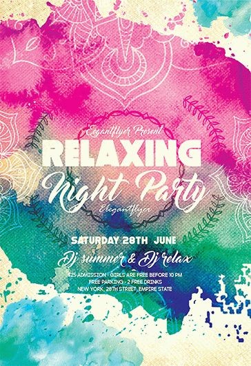 Multicolor Colorful Relaxing Night Party Premium Flyer Template PSD ...