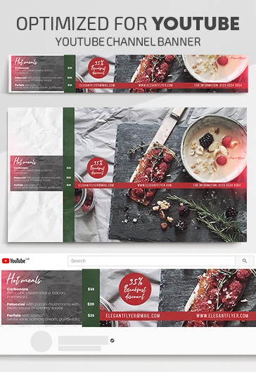 Restaurant Menu - Free Youtube Channel banner PSD Template - 10029248 ...