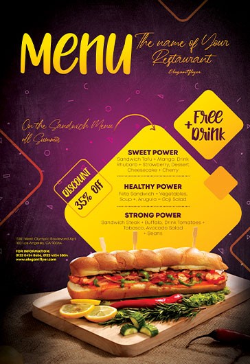 Purple Creative Restaurant Menu Poster Premium Poster Template PSD | by ...