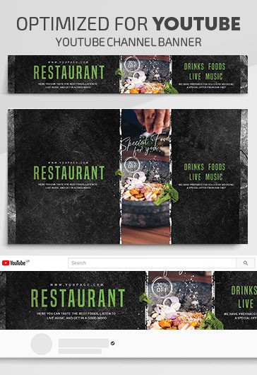 Black Grunge Restaurant Youtube Premium Social Media Template PSD | by ...