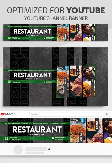 Black Modern Restaurant Youtube Premium Social Media Template PSD | by ...
