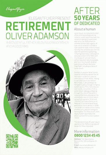 White Minimalist Retirement Premium Flyer Template PSD | by Elegantflyer