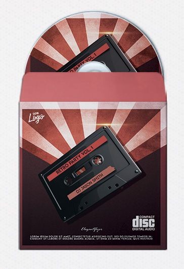 Red Vintage e Retro Festa Retrô Premium Modelo de Capa de CD em PSD ...