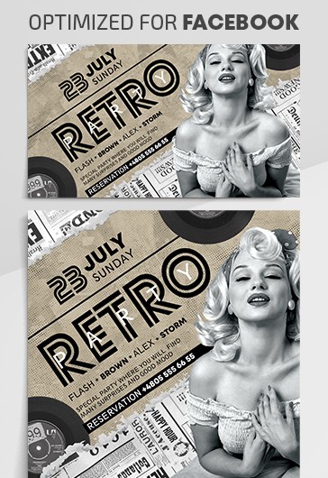 White Vintage and Retro Retro Party Premium Social Media Template PSD ...