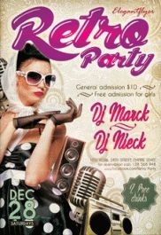 White Artistic Retro Party Premium Flyer Template PSD | by Elegantflyer
