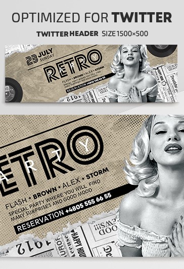 Yellow Vintage et rétro Fête rétro Premium Modèle de médias sociaux PSD ...