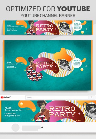 Blue Vintage and Retro Retro Party Youtube Premium Social Media ...
