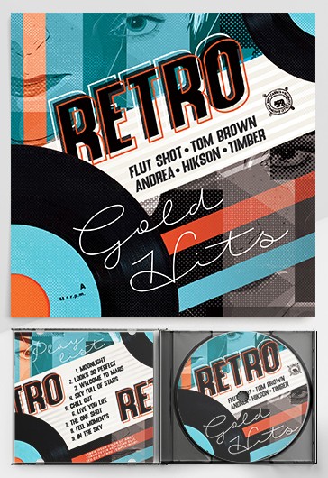 Black Vintage and Retro Retro CD Cover Premium CD Album Cover Template PSD